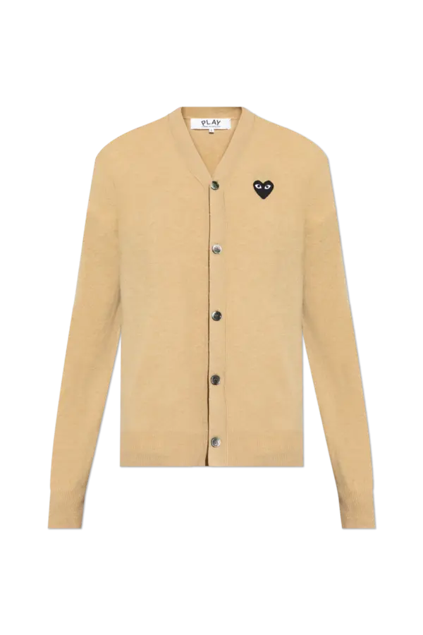 Play Comme Des Garcon Cardigan With Logo Patch - Beige