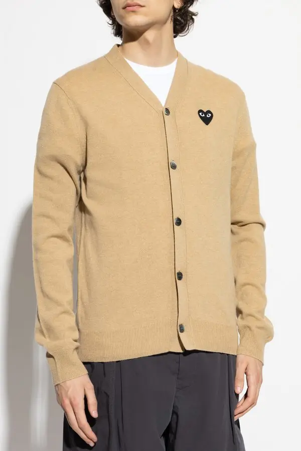 Play Comme Des Garcon Cardigan With Logo Patch - Beige