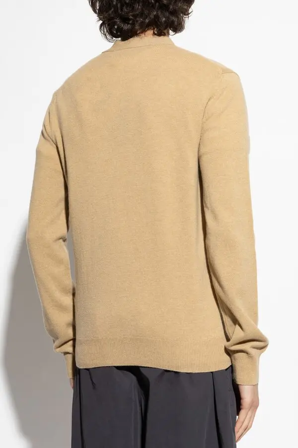 Play Comme Des Garcon Cardigan With Logo Patch - Beige