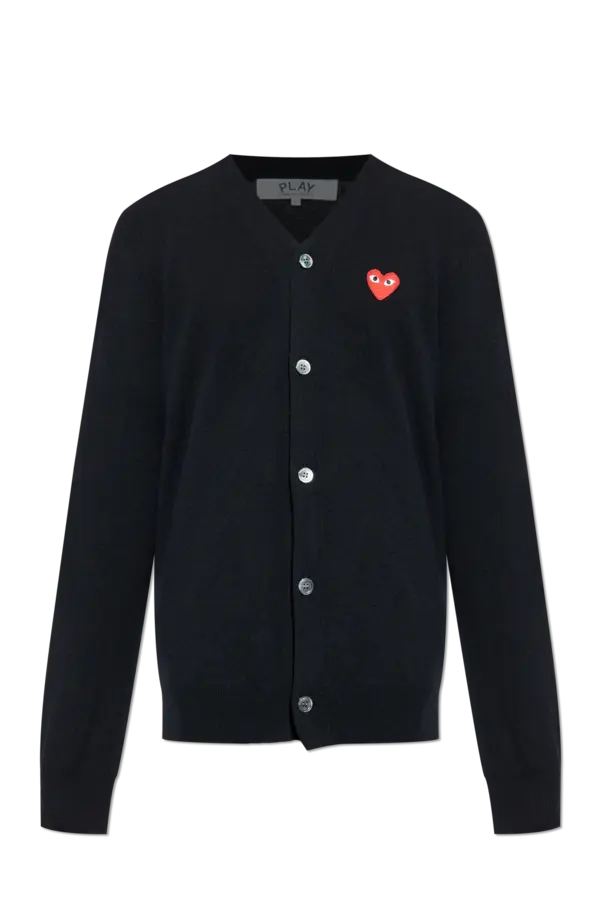 Play Comme Des Garcon Cardigan With Logo Patch - Black