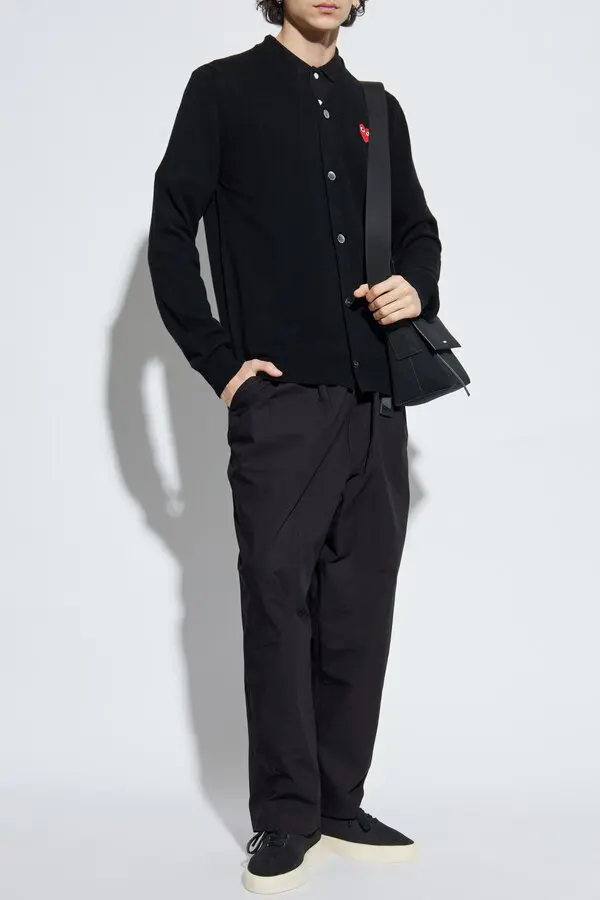 Play Comme Des Garcon Cardigan With Logo Patch - Black