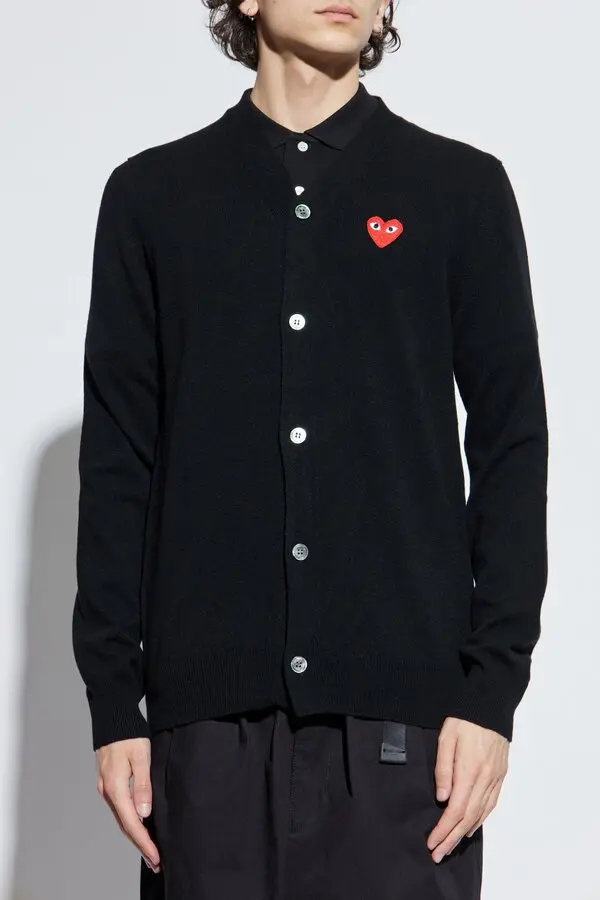 Play Comme Des Garcon Cardigan With Logo Patch - Black