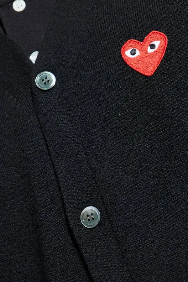 Play Comme Des Garcon Cardigan With Logo Patch - Black