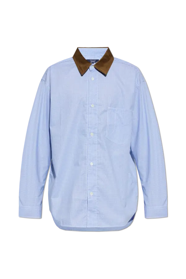 Comme Des Garçons Shirt With A Corduroy Collar - Blue