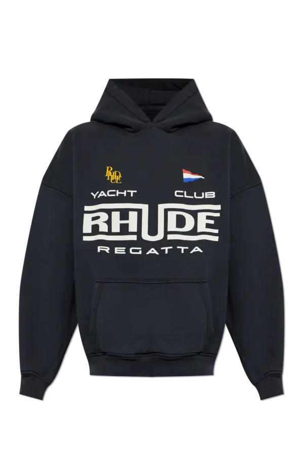 Rhude Printed Hoodie - Black