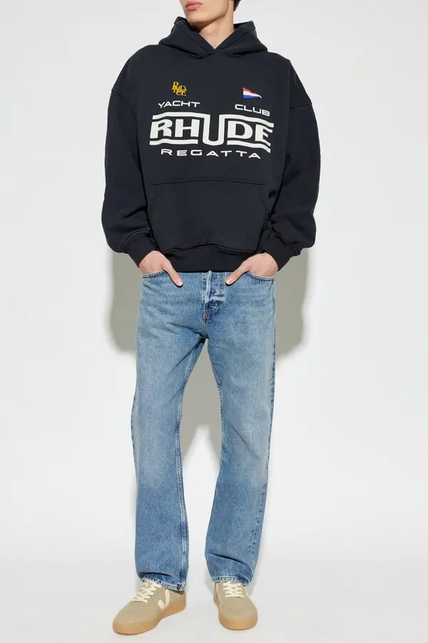 Rhude Printed Hoodie - Black