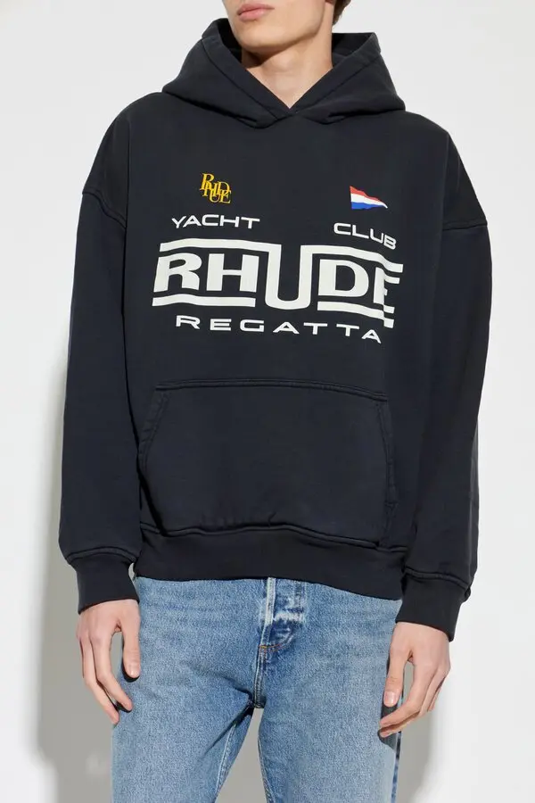 Rhude Printed Hoodie - Black