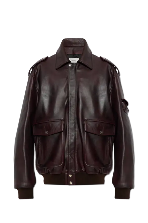 Coperni Leather Bomber Jacket - Burgundy