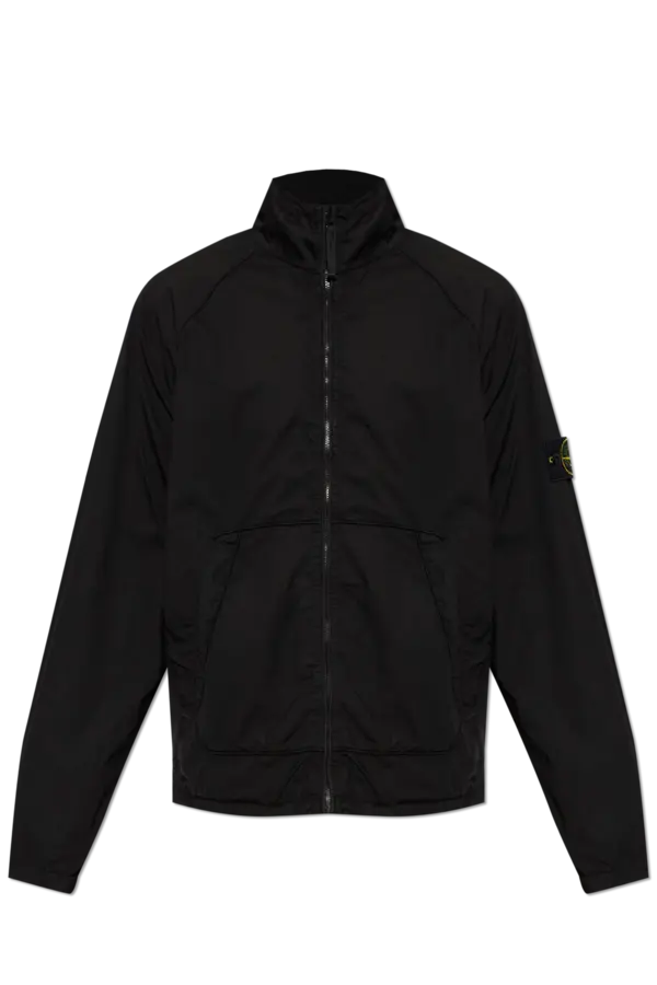 Stone Island Jacket With Logo Patch - Black