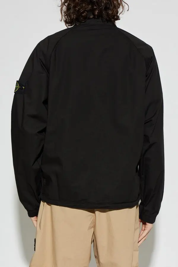 Stone Island Jacket With Logo Patch - Black