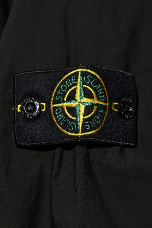 Stone Island Jacket With Logo Patch - Black