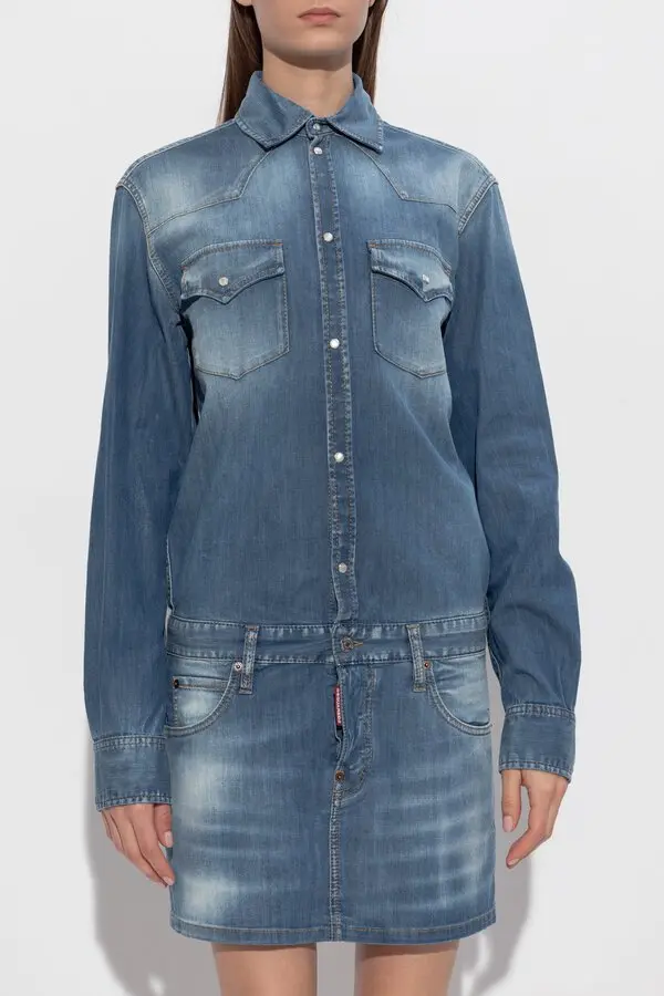Dsquared2 Denim Shirt Dress - Blue