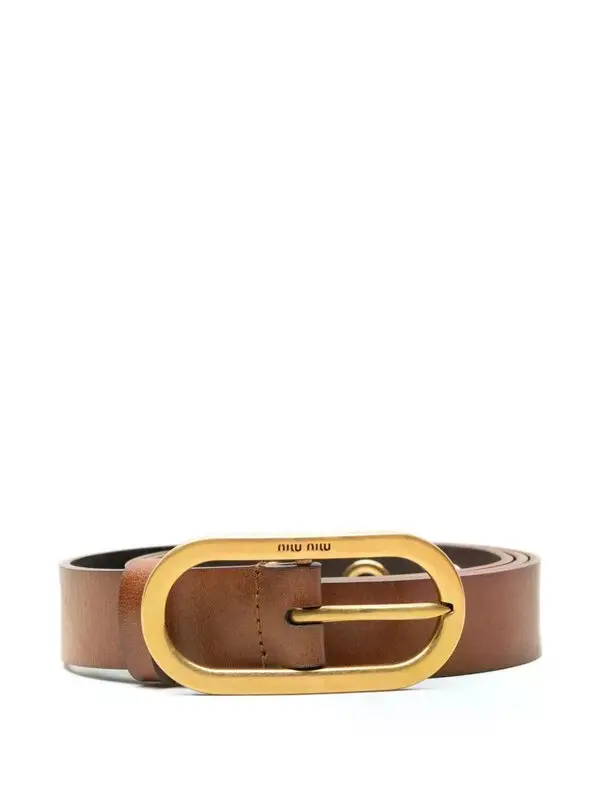 Miu Miu Oval-buckle Leather Belt - Brown