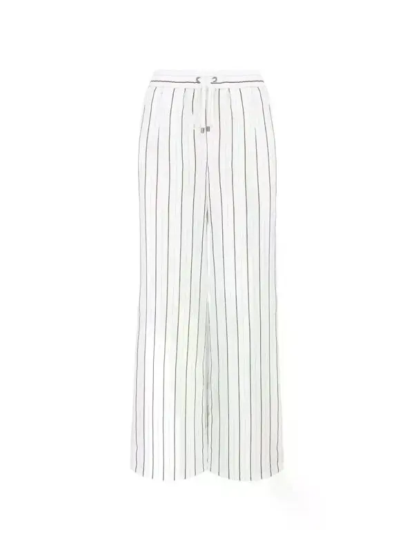 Lorena Antoniazzi Striped Drawstring Trousers - White