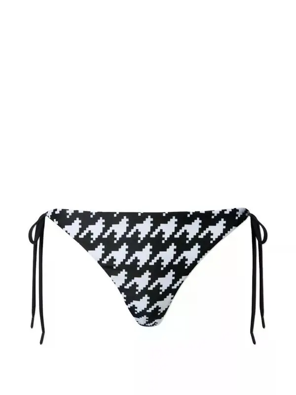 Perfect Moment Houndstooth-print Side-tie Bikini Bottom - Black