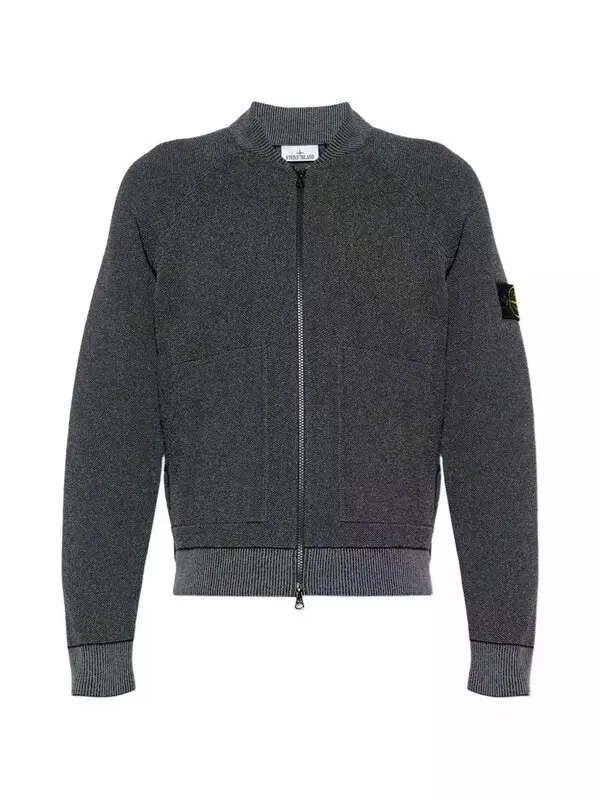 Stone Island Logo-patch Zip-up Cardigan - Grey