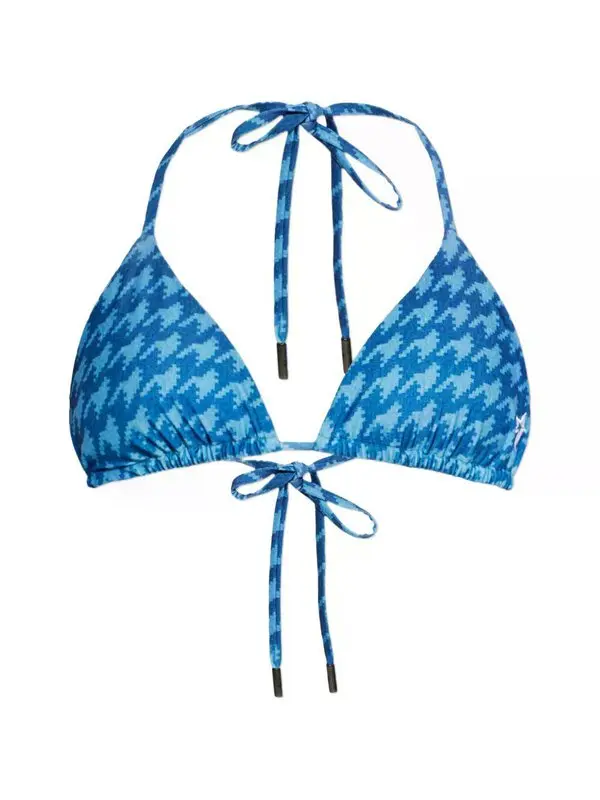 Perfect Moment Houndstooth-pattern Bikini Top - Blue