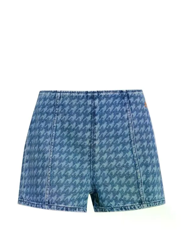 Perfect Moment Houndstooth Denim Shorts - Blue