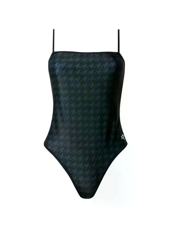Perfect Moment Houndstooth-pattern Tie-back Swimsuit - Black