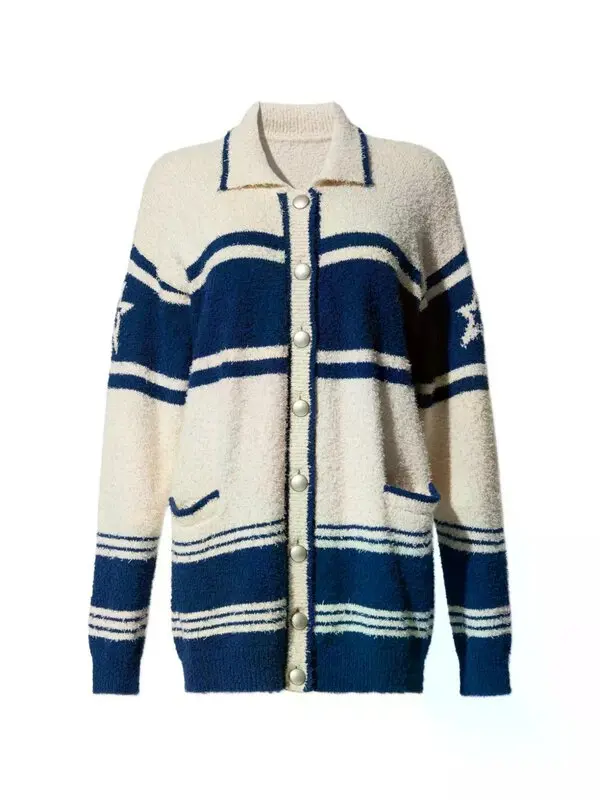 Perfect Moment Striped Bouclé Cardigan - Blue
