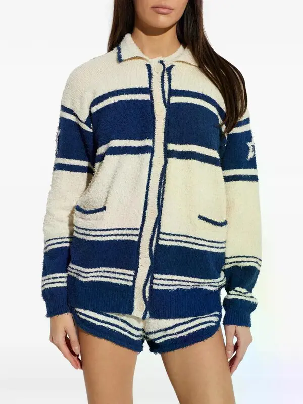 Perfect Moment Striped Bouclé Cardigan - Blue