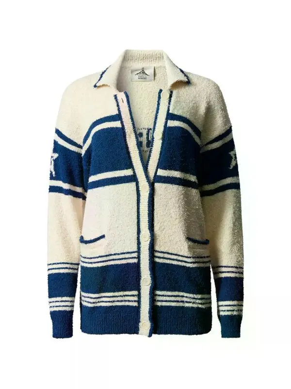 Perfect Moment Striped Bouclé Cardigan - Blue