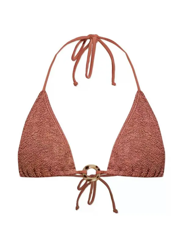 Bond Eye Crinkle-effect Bikini Top With Ring Detail - Brown