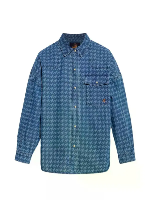 Perfect Moment Houndstooth-pattern Denim Shirt - Blue