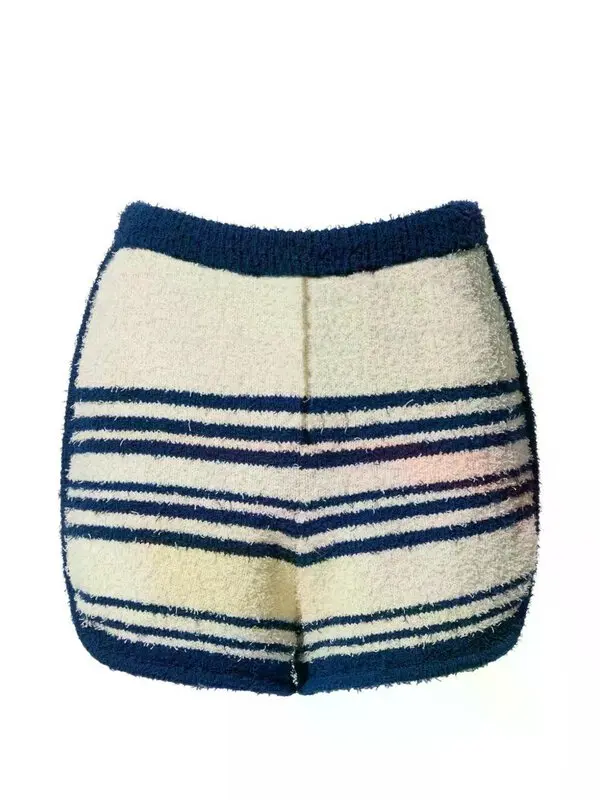 Perfect Moment Stripe-pattern Bouclé Shorts - Blue