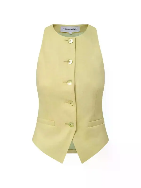 Veronica Beard Hartwell Button-up Vest - Yellow