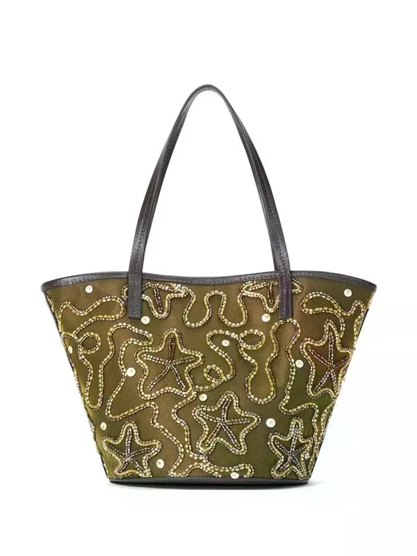 Staud Caro Bead-embellished Tote Bag - Green