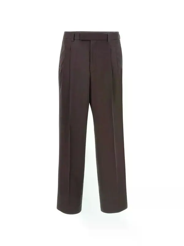 BOSS Pleated Twill Trousers - Brown