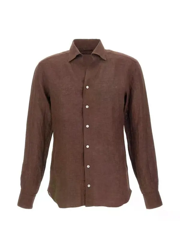BARBA NAPOLI Culto Linen Shirt - Brown