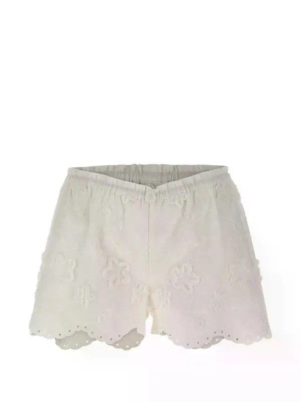 THE GARMENT Fleur Embroidered Scalloped Shorts - White