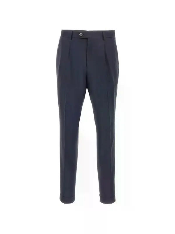 BOSS Pleated Straight-leg Trousers - Blue