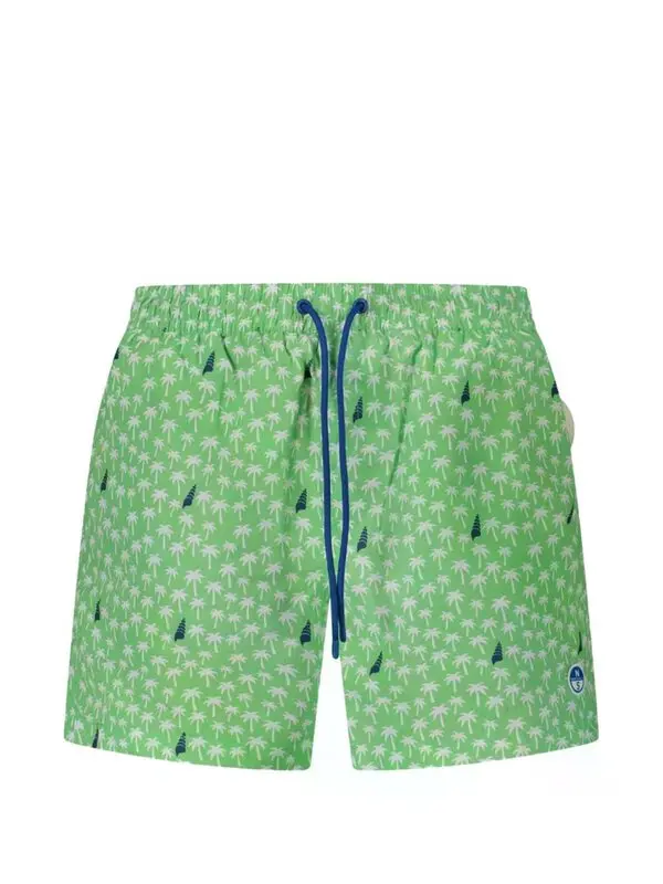 NORTH SAILS Palm Tree Shell-print Swim Shorts - Green