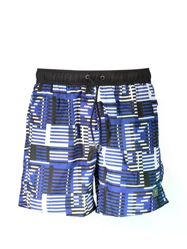 Karl Lagerfeld Geometric-print Swim Shorts - Blue
