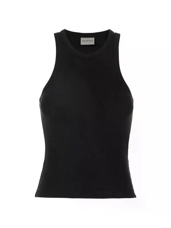 Balenciaga Ribbed-knit Racer-back Top - Black