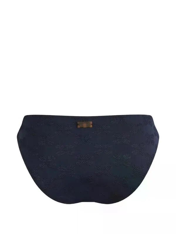 Vilebrequin Flocked Turtle-embroidered Bikini Bottom - Blue