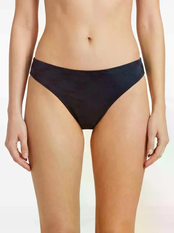 Vilebrequin Flocked Turtle-embroidered Bikini Bottom - Blue