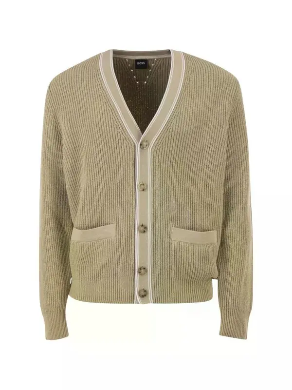 BOSS Ribbed-knit Cardigan - Neutrals