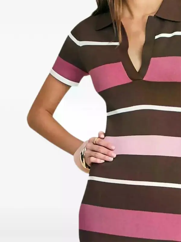 SEROYA Sam Striped Knit Dress - Brown
