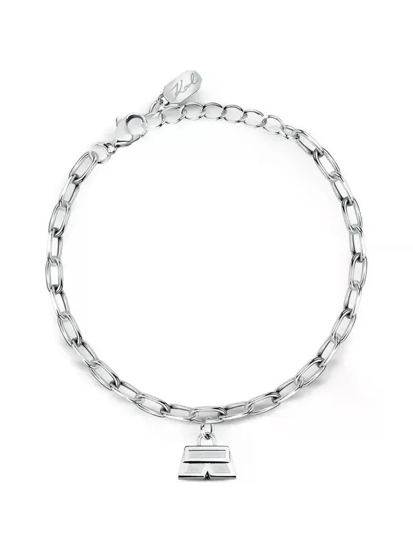 Karl Lagerfeld Logo-pendant Cable-link Bracelet - Silver