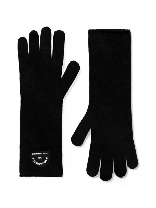 Karl Lagerfeld Logo-patch Knitted Gloves - Black