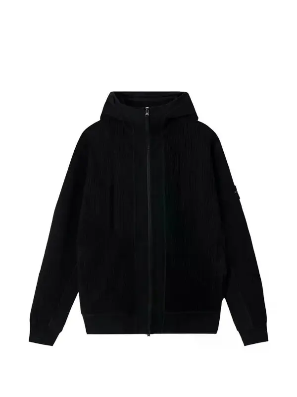 Stone Island Hooded Zip Knitwear - Black
