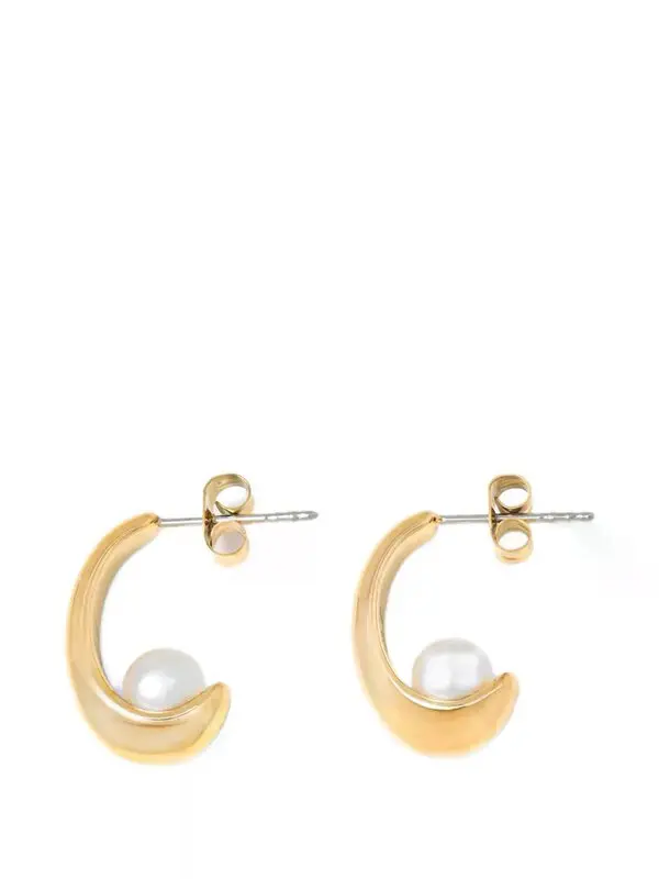Karl Lagerfeld Pearl-embellished Crescent Earrings - Gold