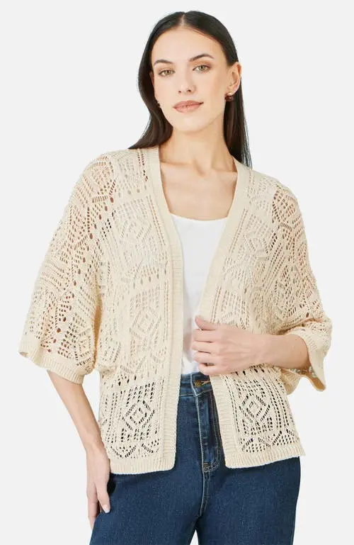 YUMI Crochet Edge To Edge Cardigan - Beige