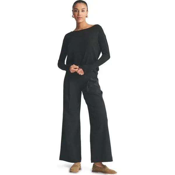 Naadam Lightweight Cashmere Boatneck Sweater - Black
