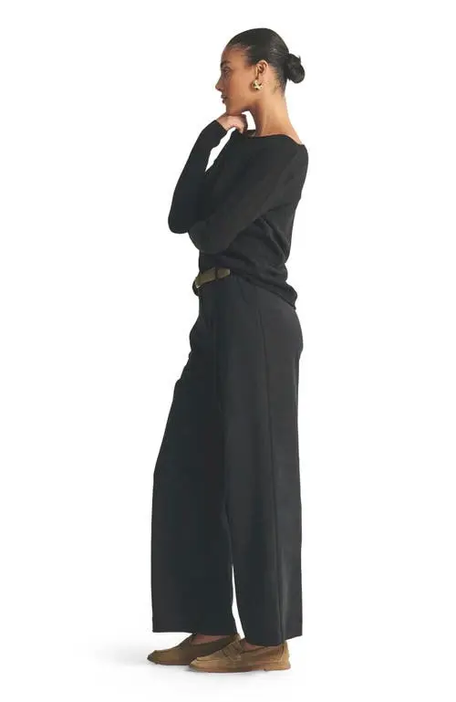 Naadam Lightweight Cashmere Boatneck Sweater - Black