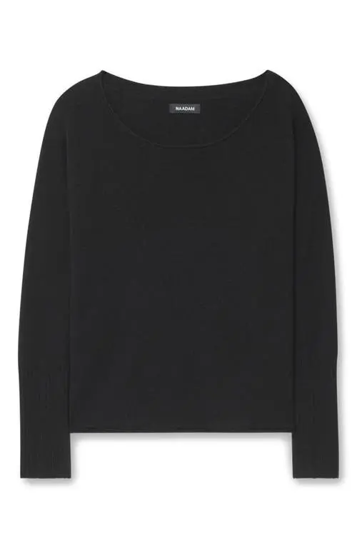 Naadam Lightweight Cashmere Boatneck Sweater - Black